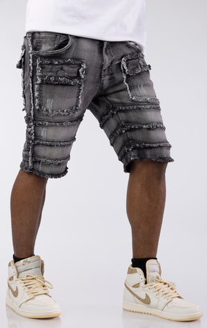 Patchwork Denim Shorts